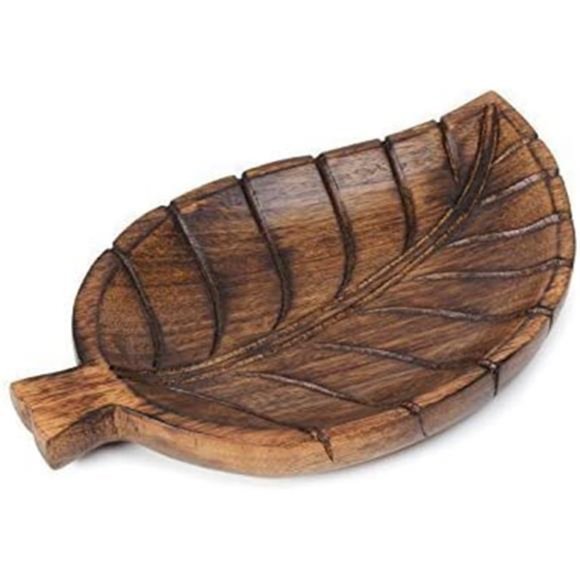 Kitchen | Decorative Tray Wooden Leaf Design Serving Tray Platter ...